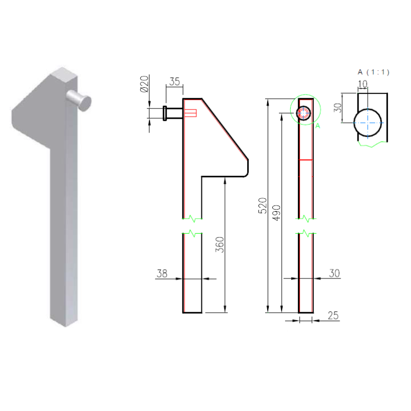 Profil zakończeniowy prawy do burty aluminiowej H400 do wywrotki
